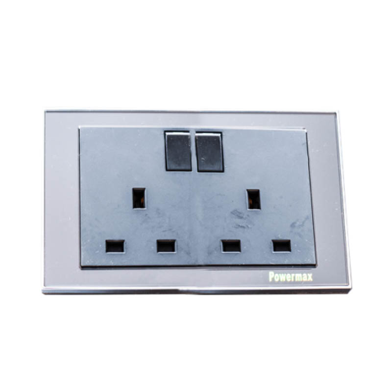 Powermax Twin Socket Brushed Steel - We Light Your World