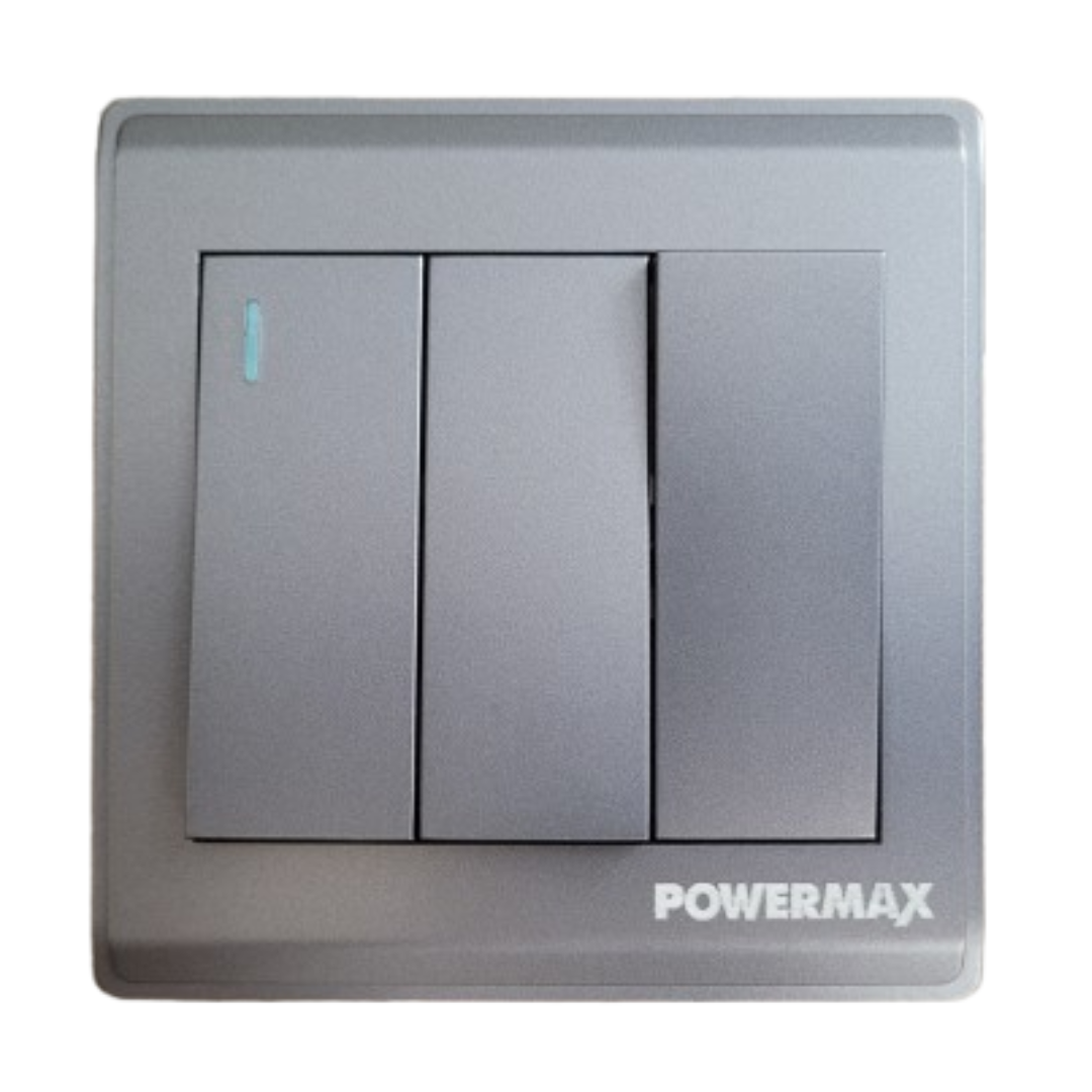 Powermax BSR Grey 3 Gang 2 Way Switch - We Light Your World